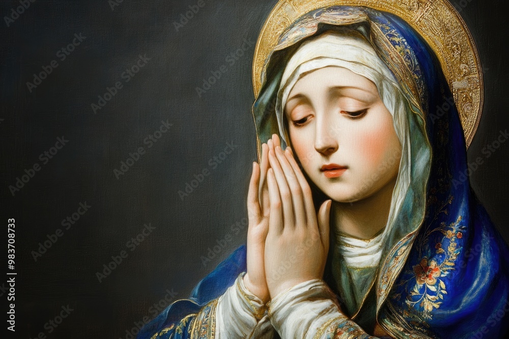 Sacred icon: Portrait of St. Mary capturing the divine serenity and ...