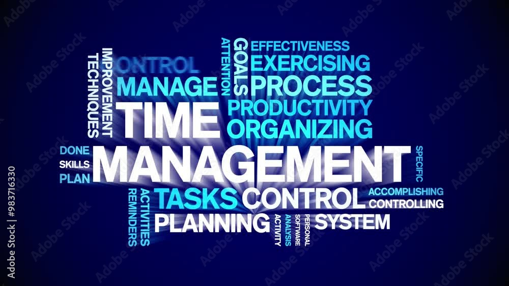 Time Management animated word cloud;text design animation tag kinetic ...