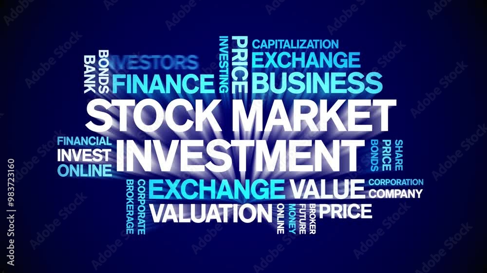 Stock Market Investment animated word cloud;text design animation tag ...