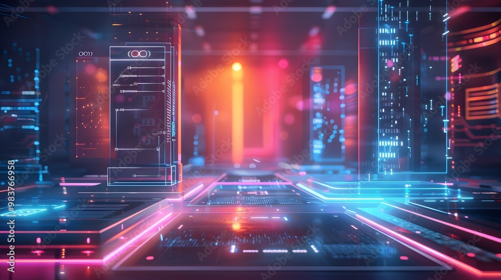 A futuristic security checkpoint with layers of verification protocols like OAuth, Kerberos, and ...