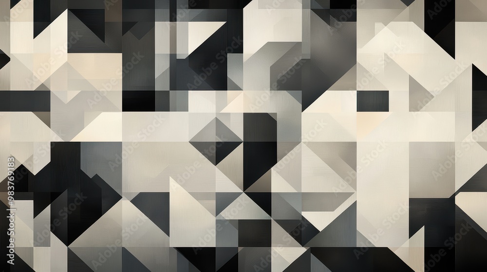 Beautiful Geometric Gray Patterns Modern Geometric Shapes In Different Shades Of Gray Stock