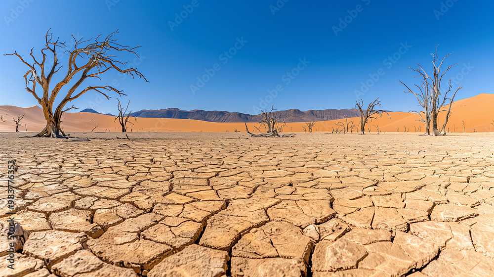 A barren, drought-stricken landscape in Southern Africa during La Niña ...