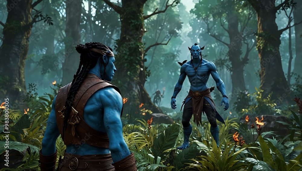 Avatar in a fantasy metaverse world battling monsters and completing ...