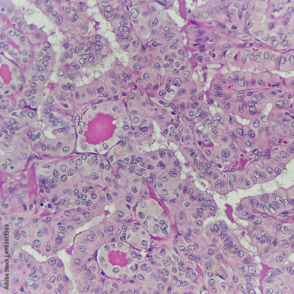Camera photo of papillary thyroid carcinoma, showing intranuclear ...
