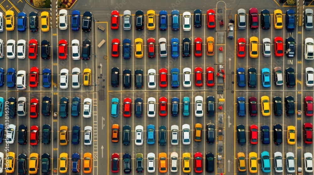 Airport Parking Lot: Designated areas for passenger vehicles, including ...