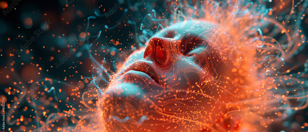 A human face contorting in unimaginable pain. The flesh melts and wraps ...