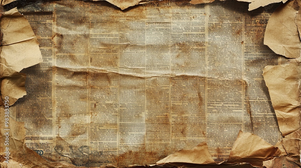 Vintage newspaper texture with grunge aged paper elements torn edges ...