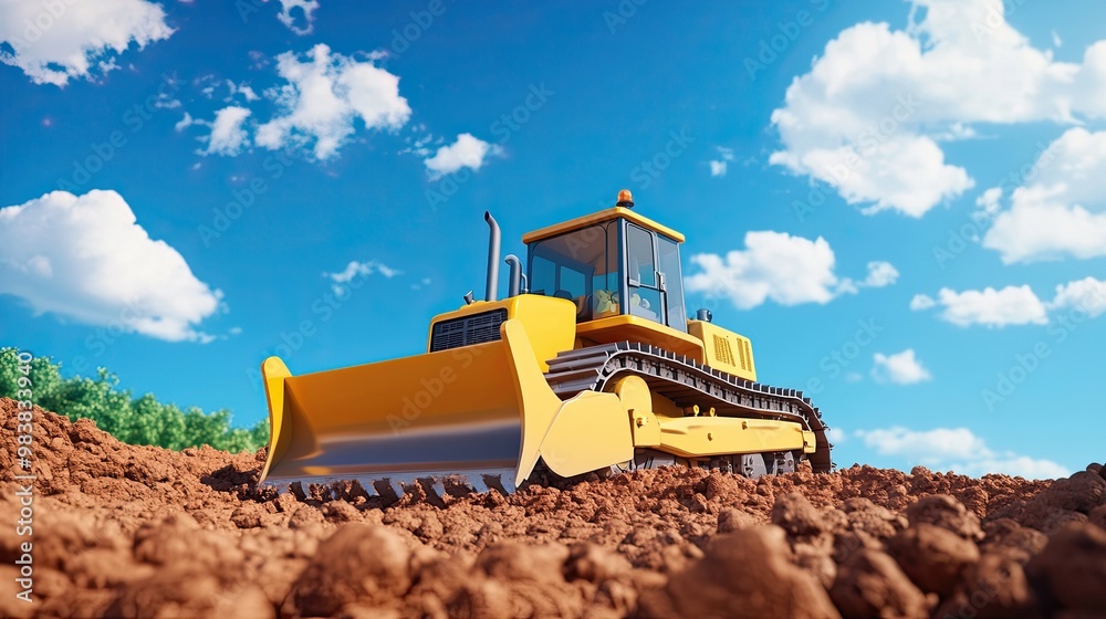 Simple 2D animation of a bulldozer leveling the ground at a ...