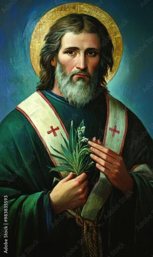 Sacred icon: A portrait of Saint Josaphat, capturing the revered image ...