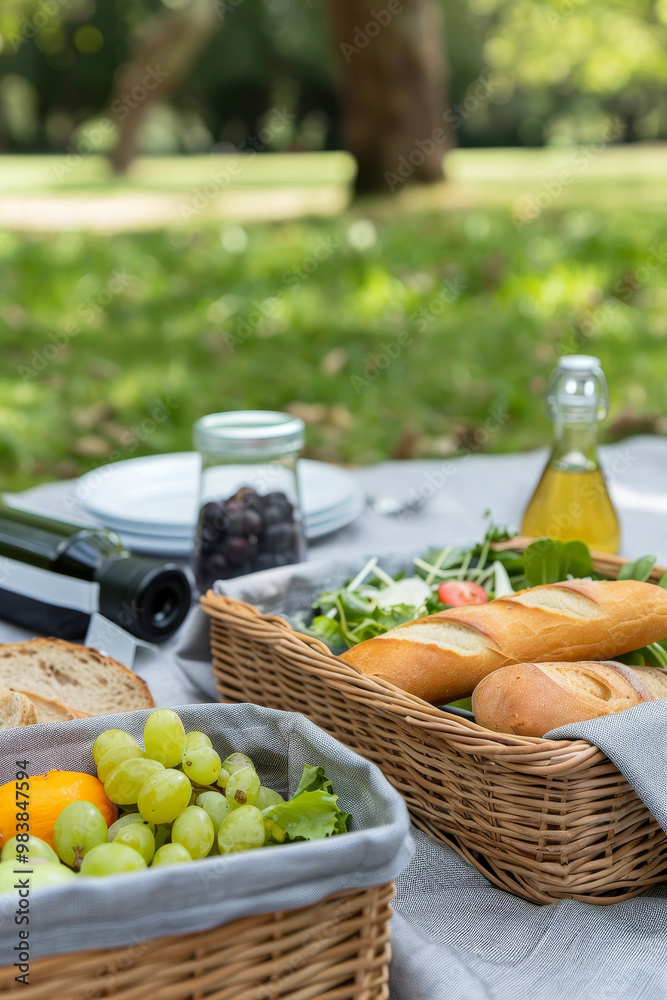 Eco-friendly picnic with biodegradable packaging. Sustainable outdoor ...