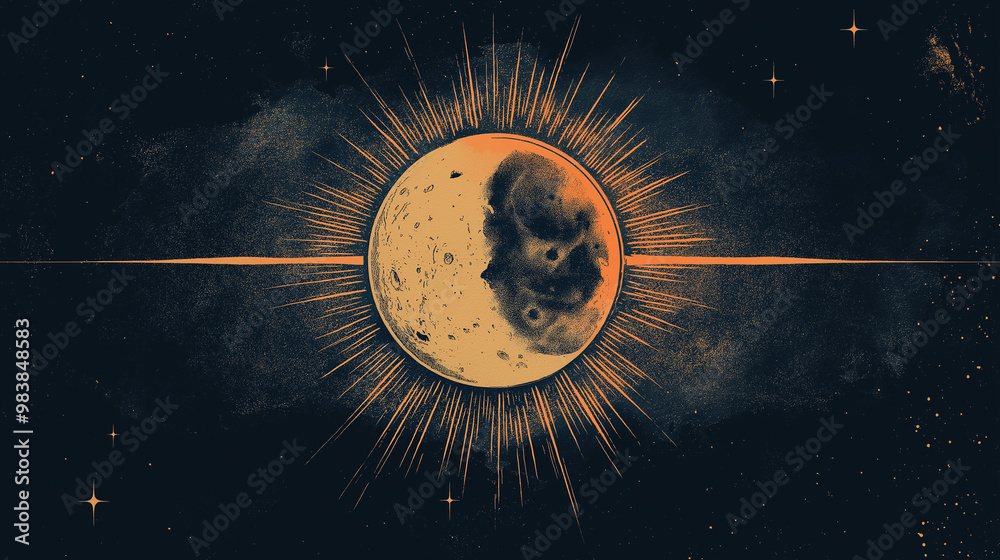 Balanced Sun and Moon, a symmetrical design featuring the sun on one ...