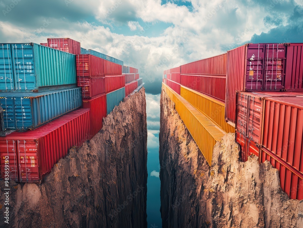 Two countries trading across a large pit labeled tariffs, Tradeoffs ...