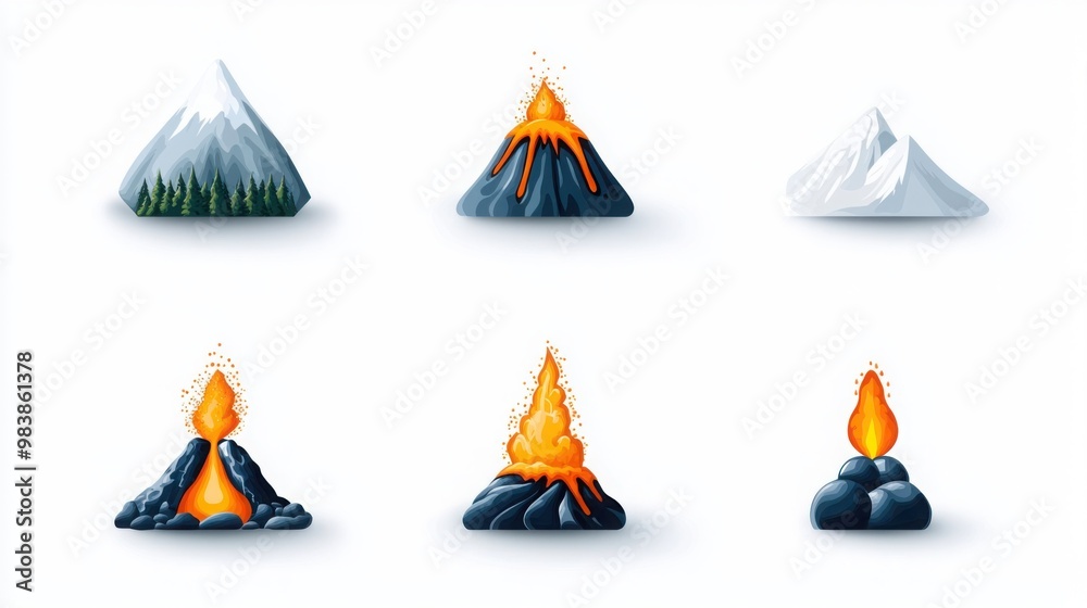 Stepbystep volcanic eruption guide with minimalist icons from magma ...
