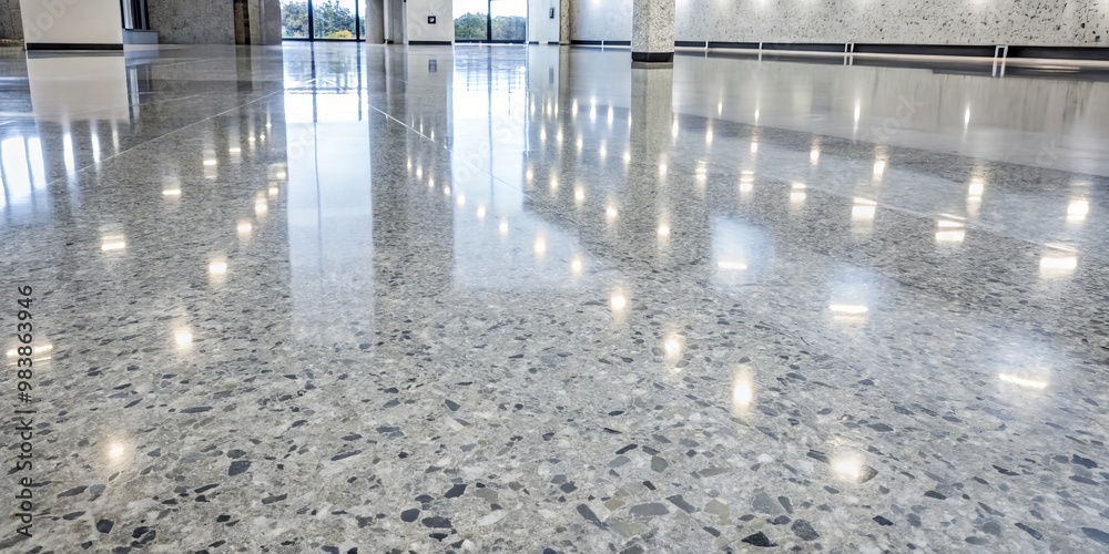 Polished stone floor exudes elegance with seamless texture in a ...