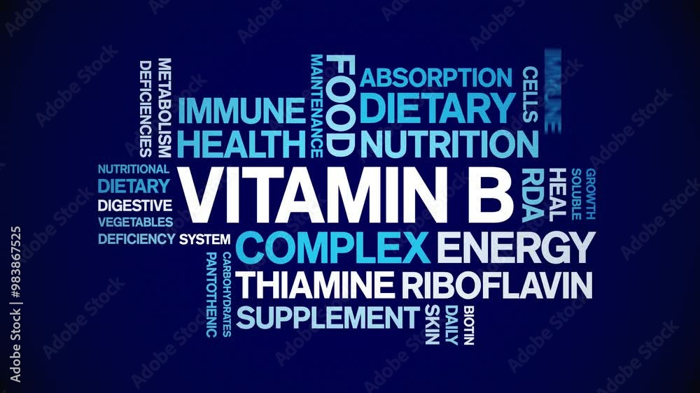 Vitamin B animated word cloud;text design animation tag kinetic ...
