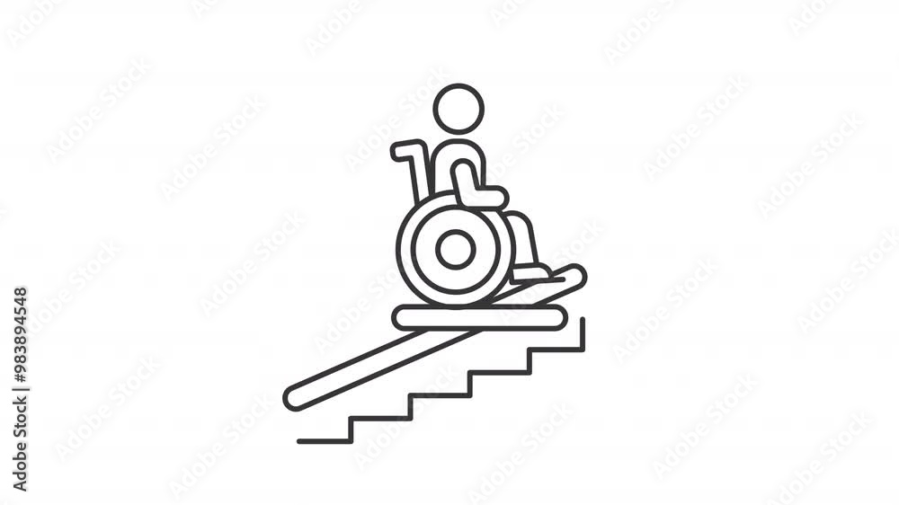 Staircase line animation. Mobility assistance animated icon. Moving ...