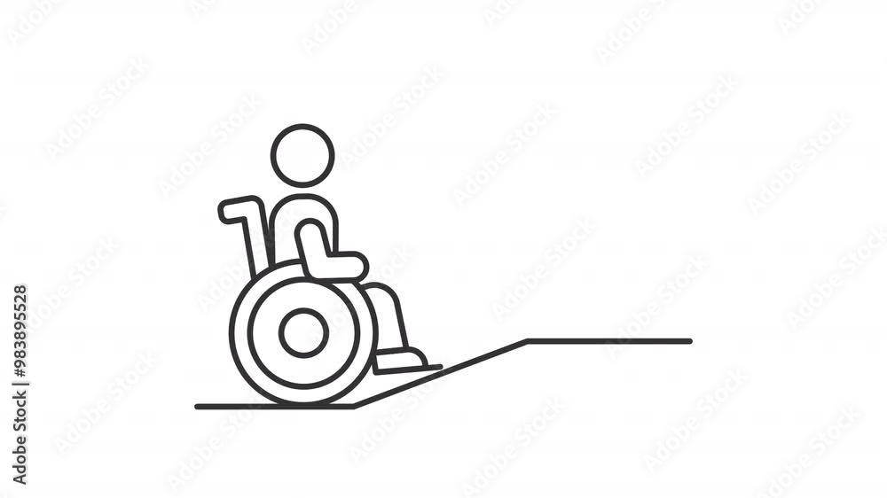 Wheelchair ramp line animation. Disabled assistance animated icon ...