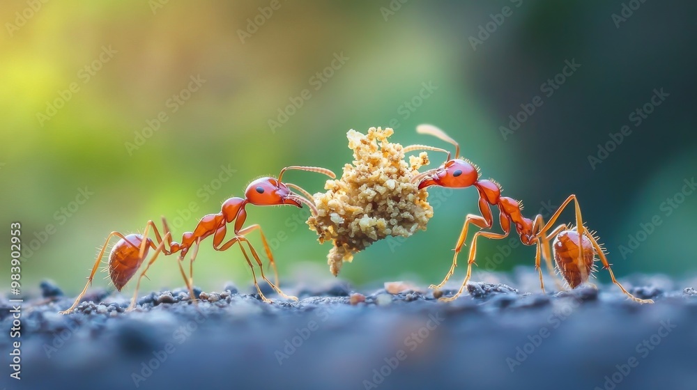 Red ants work together like a team, carrying food and helping each ...
