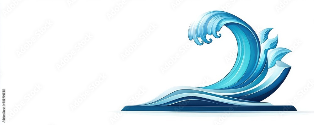 Artistic representation of a wave-inspired statue flat design, side ...