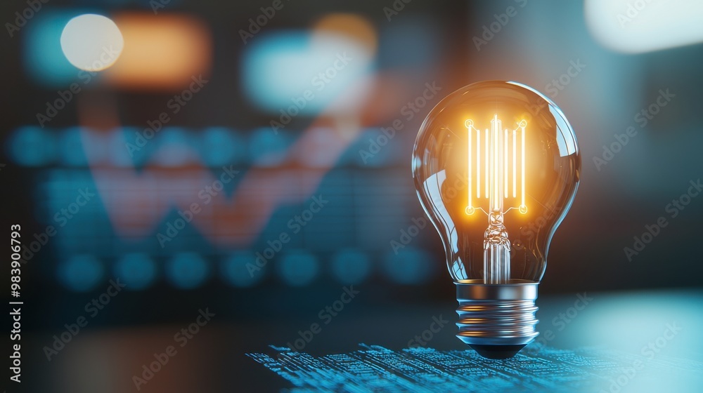 A glowing light bulb symbolizes innovation and creativity in a modern ...