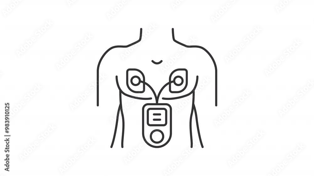 TENS devices line animation. Muscle stimulation tool animated icon ...