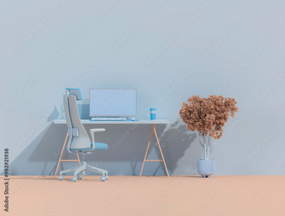 Blue coral is a trend color in the office. Business teamwork concept ...