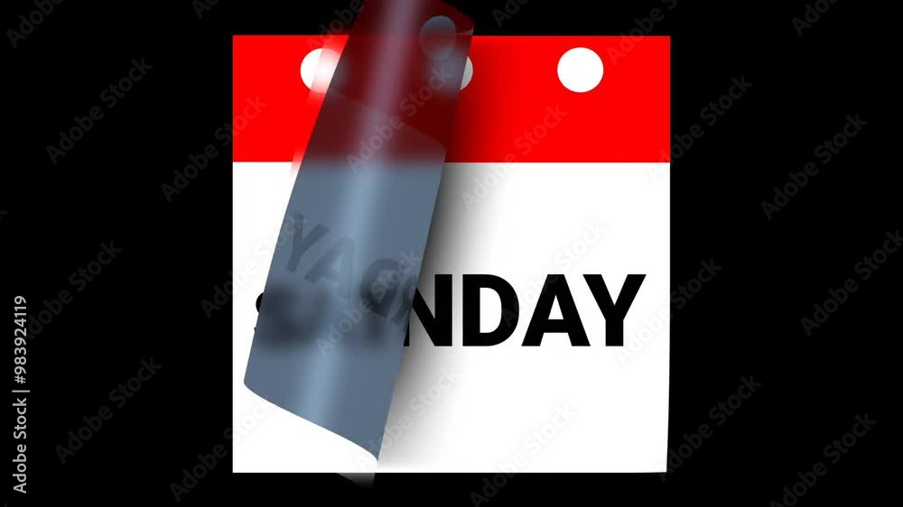 Animated calendar with days of the week in calendar format on black ...