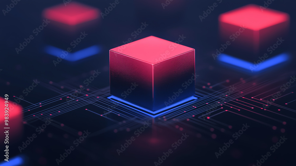 A stepbystep roadmap with floating cubes representing stages in ...