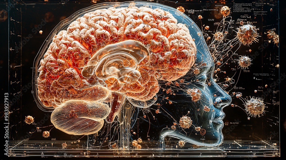 A side view of the brain, highlighting how MS creates communication ...