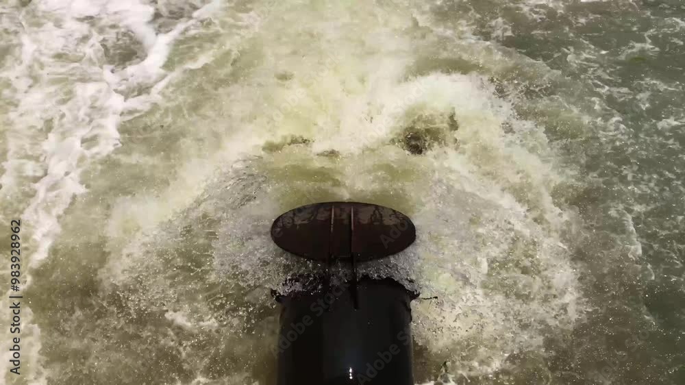Turbid water by outflow pipe caused water pollution. Dirty waste water ...