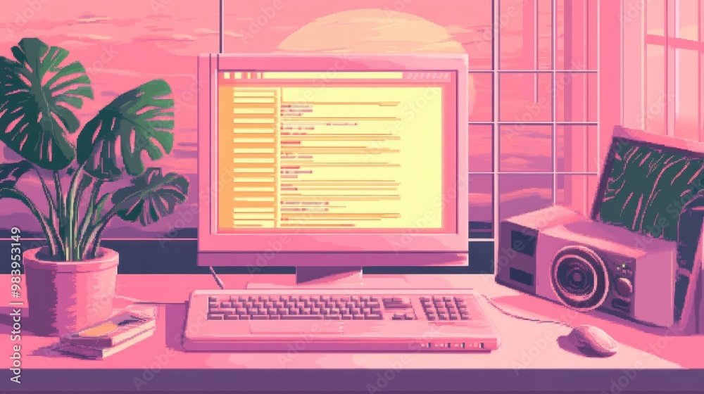 Retro old computer user interface,Pink Y2K computer window page and ...