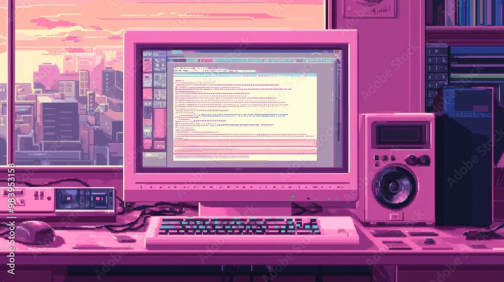 Retro old computer user interface,Pink Y2K computer window page and retro interface of PC ...