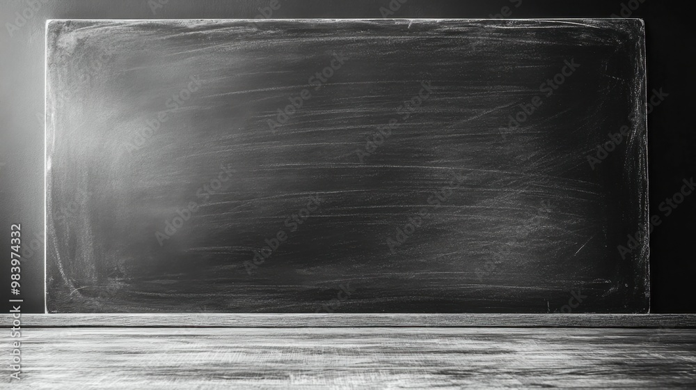 Minimalist wide blackboard background in a classroom setting showing ...