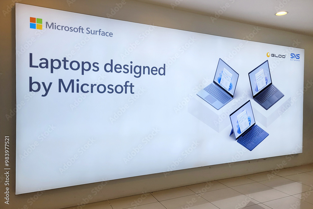 PENANG, MALAYSIA - 18 SEP 2024: A huge Microsoft Surface advertisement ...