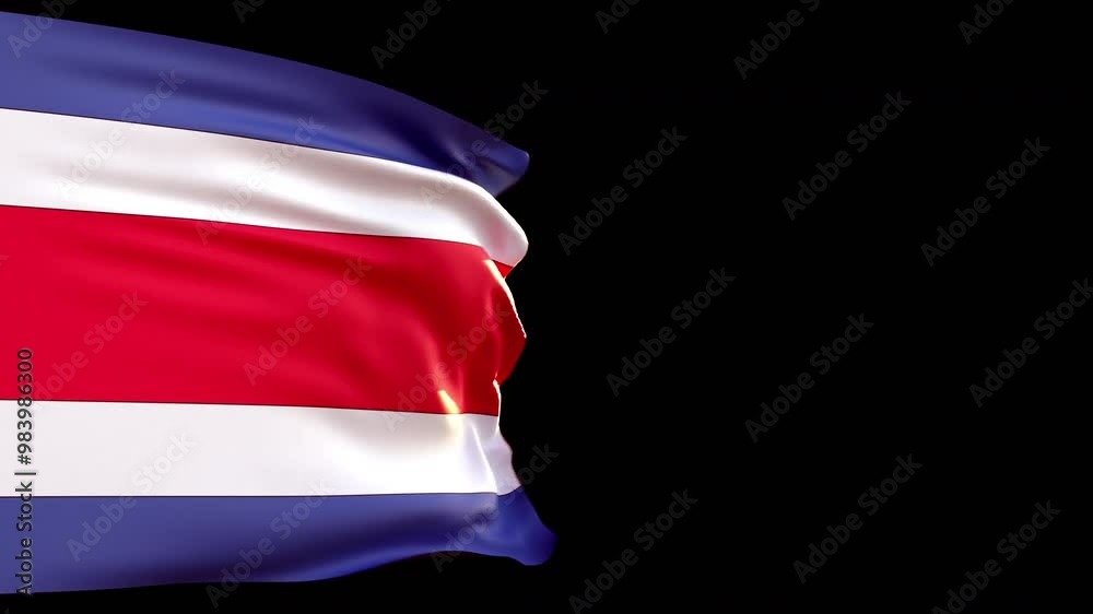 Flag of Costa Rica, transparent background, 3d animation 4k alpha ...