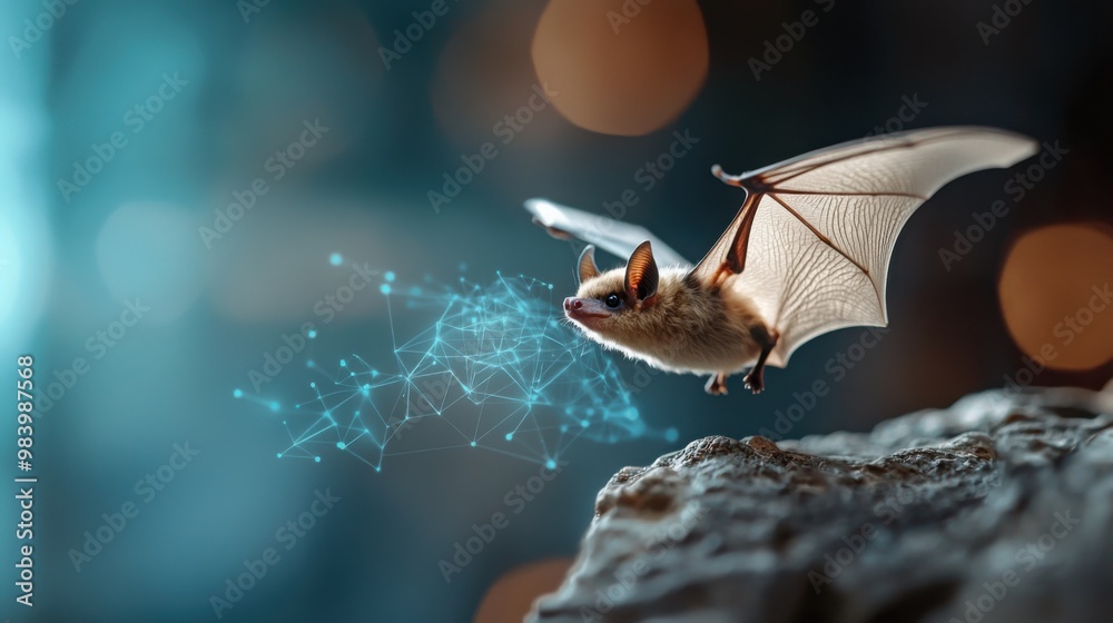 Visual guide illustrating bat echolocation sound emission, wave ...