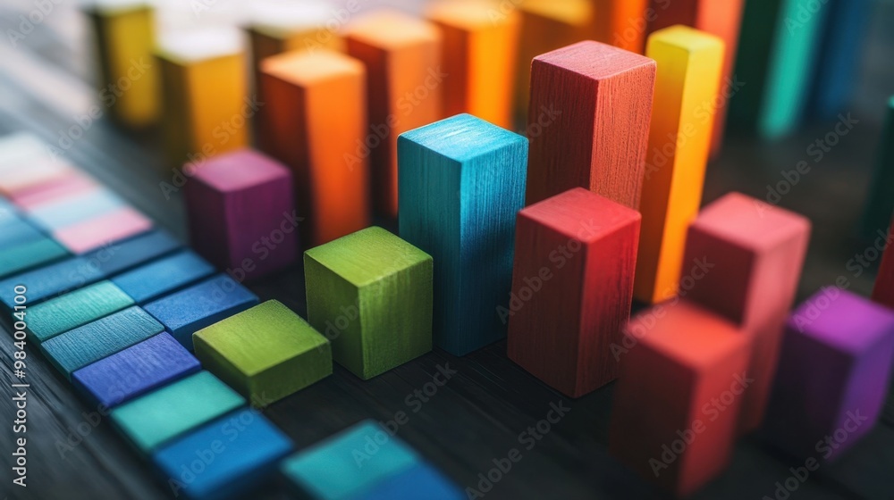 Visual representation of a marketing strategy with colorful charts and ...