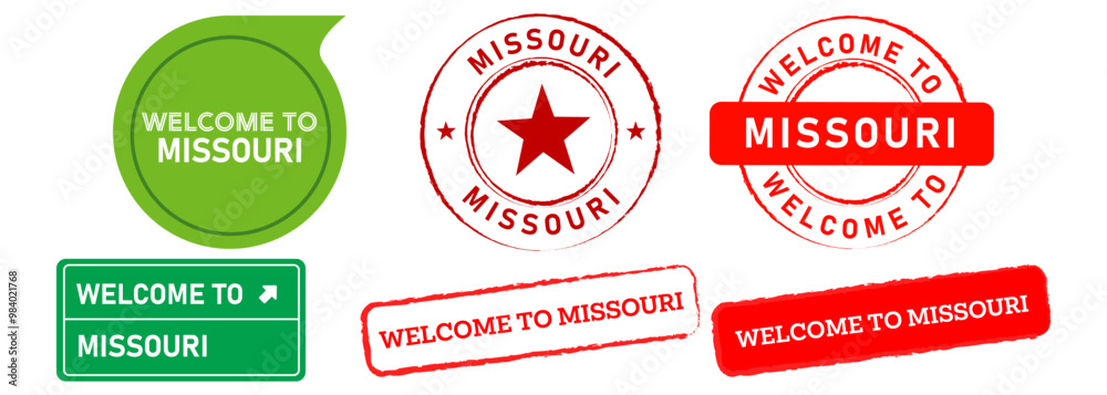 Welcome to Missouri USA state location stamp badge greeting sign ...