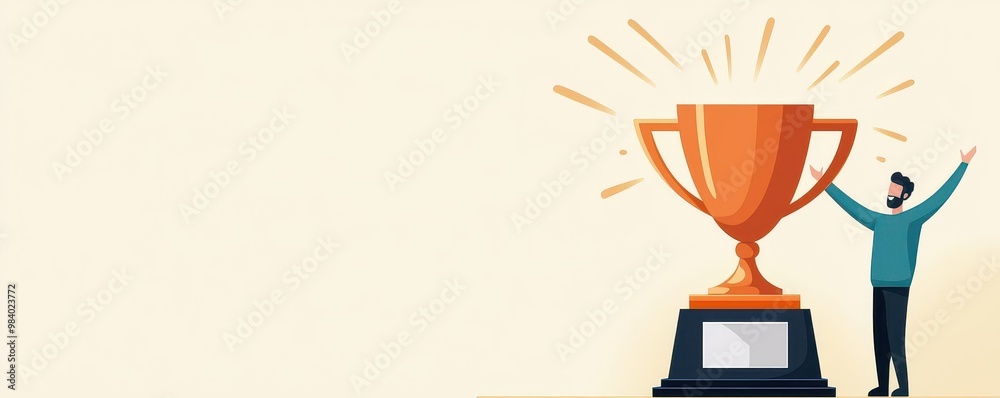 Coworkers celebrating with a trophy that says Top Performer, while a ...