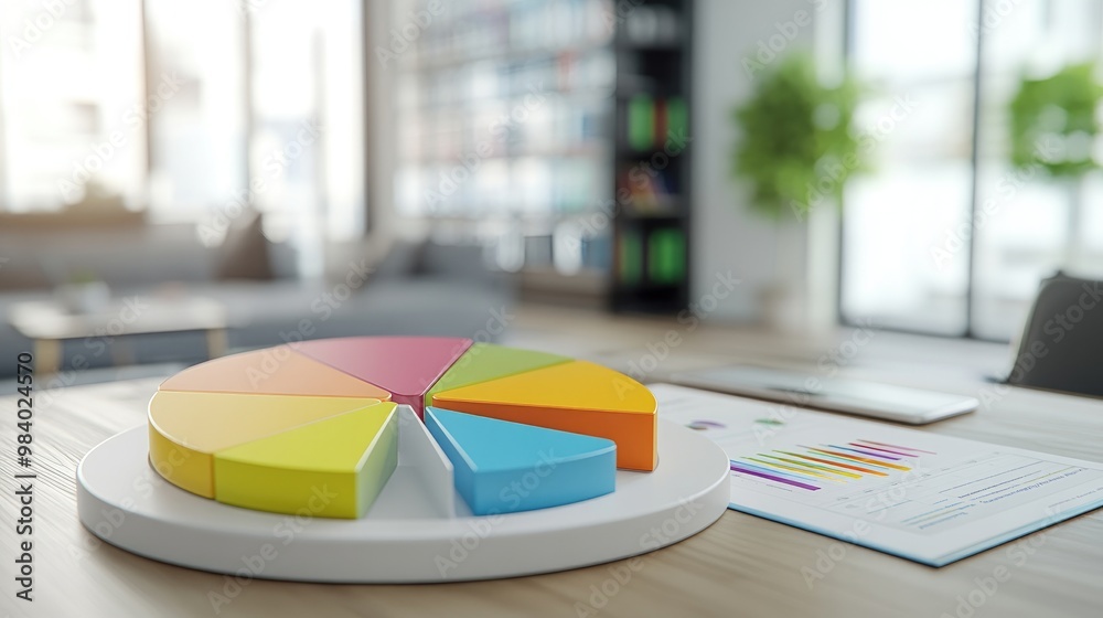 A high-res photo of a detailed pie chart in a business presentation ...