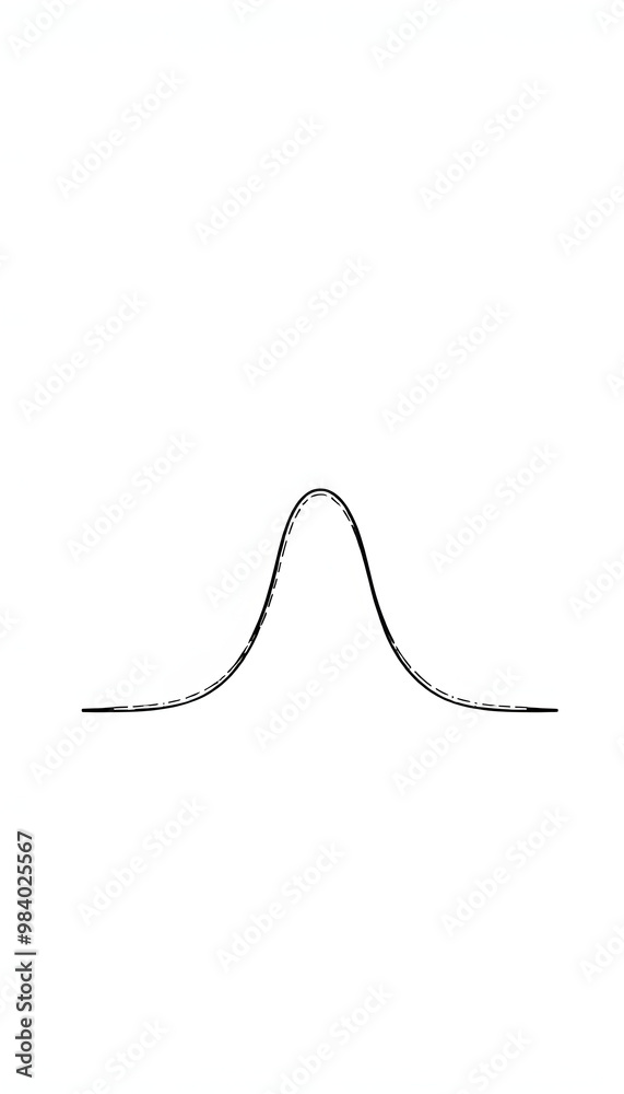 drawing a normal distribution bell curve on a chal isolated with white ...