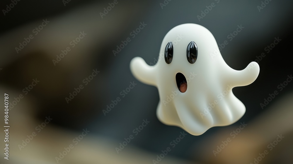 A white ghost is flying in the air with its mouth wide open. The ghost ...