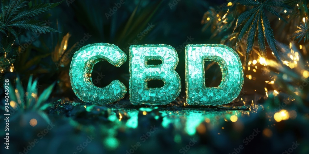 Illuminated CBD Text in Lush Green Setting: A Fusion of Nature and ...