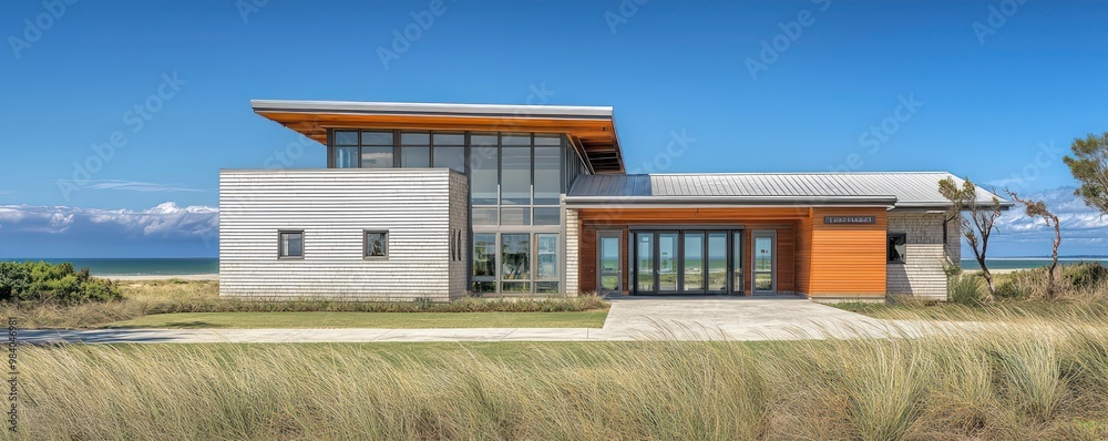A seaside artist retreat with James Hardie siding, providing studios ...