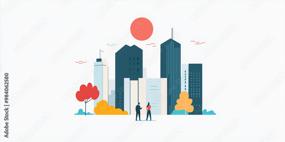 vector illustration city skyline. landscape. future clean city ...