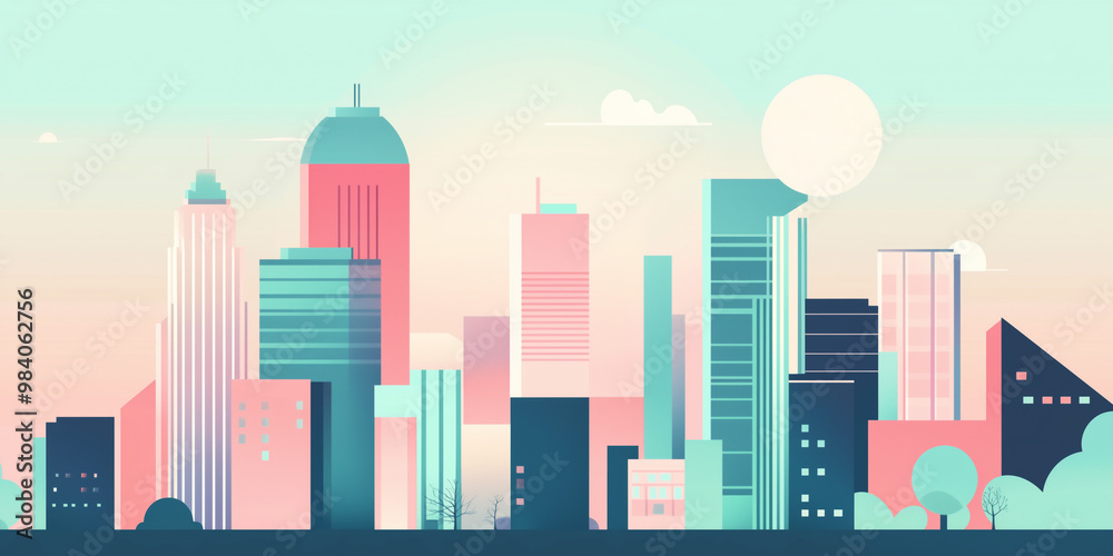 vector illustration city skyline. landscape. future clean city ...