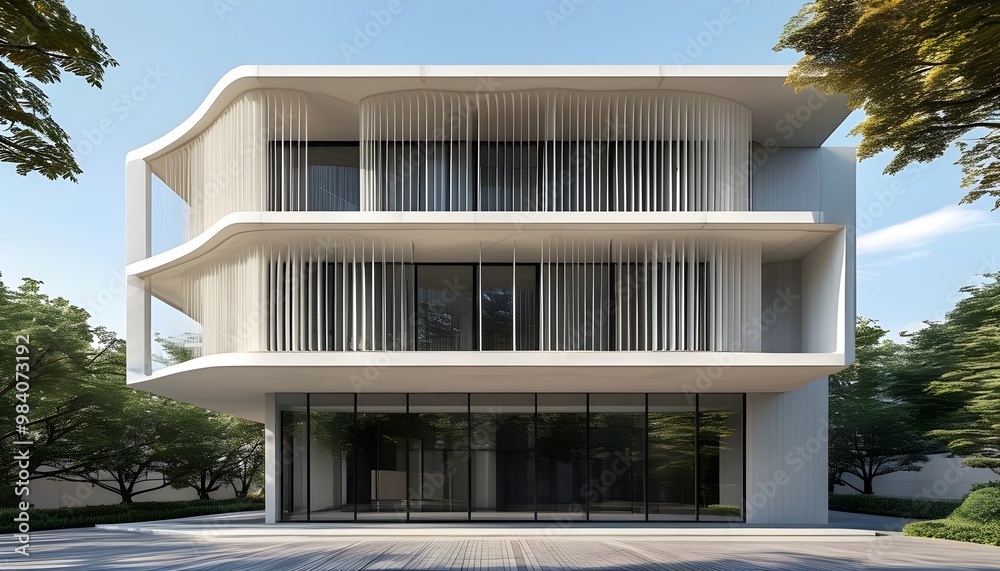 Contemporary Rectangular Building Featuring Parametric Wave-Inspired ...