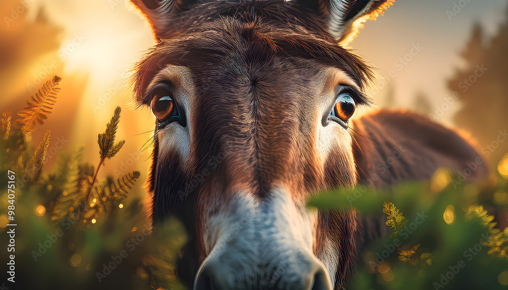 Ojos y mirada de la naturaleza, Burro, Equus africanus asinus. Animales ...