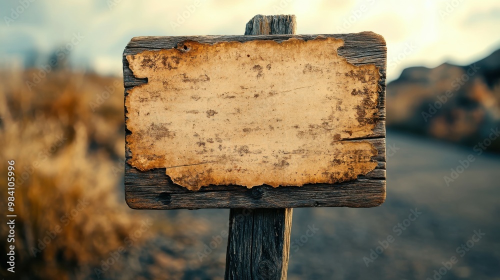 A vintage Western wanted poster with faded ink, affixed to an old ...