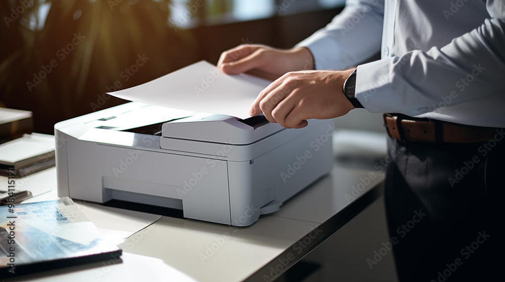 Inserting a sheet of paper into a copier printer, a simple yet crucial ...
